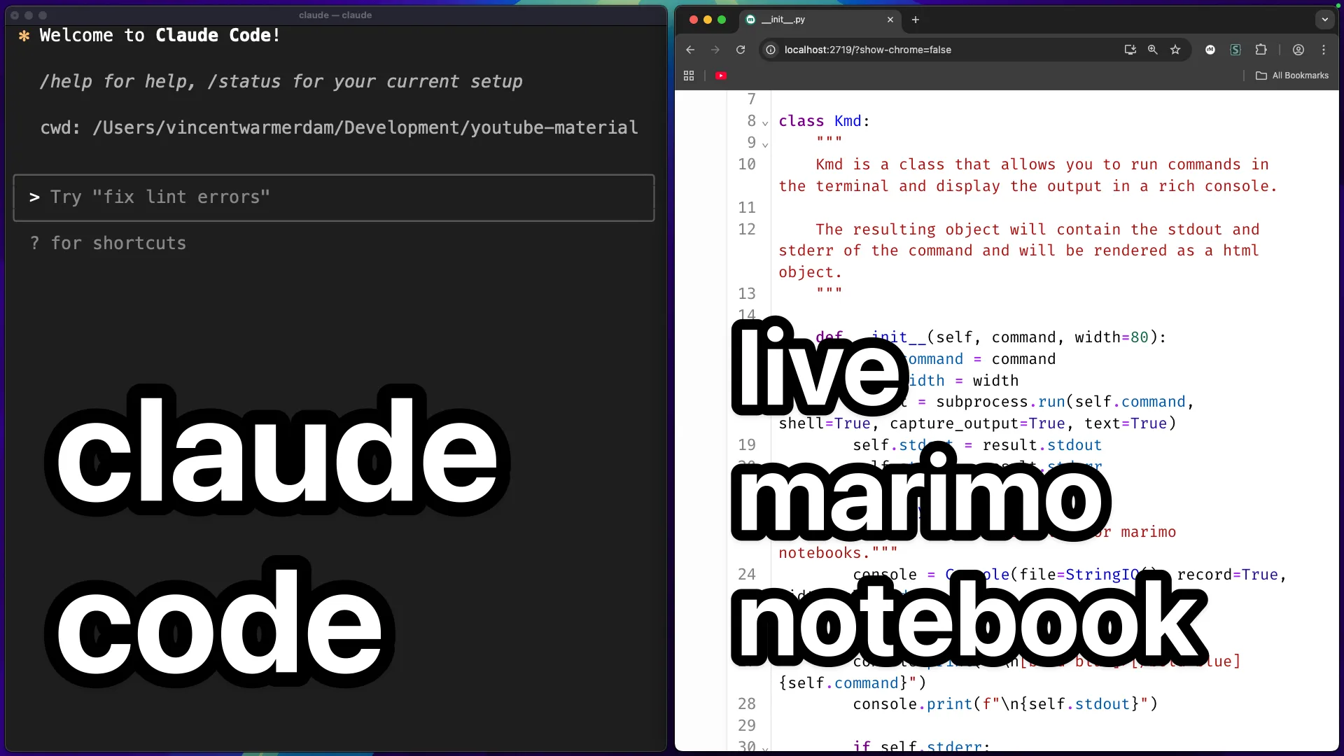 Using Claude Code with marimo | marimo